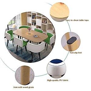 MAxba Office Conference Table Rectangle Dining Table with 6 Chairs Business Reception Table Set 90 * 150cm Space-Saving Negotiation Table (Color : Pink)