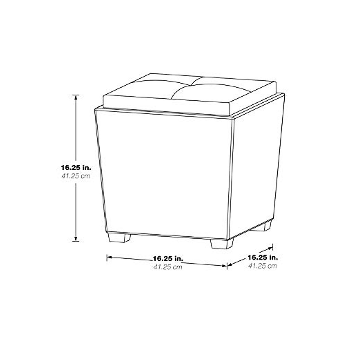 OSP Home Furnishings Ave Six Rockford Square Storage Ottoman with Padded Upholstery and Hidden Serving Tray, Blue Fabric