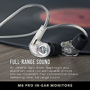 MEE audio M6 PRO Musicians' in-Ear Monitors Wired + Wireless Combo Pack: Includes Stereo Audio Cable and Bluetooth Audio Adapter (Clear) (CMB-M6PROBT-CL)