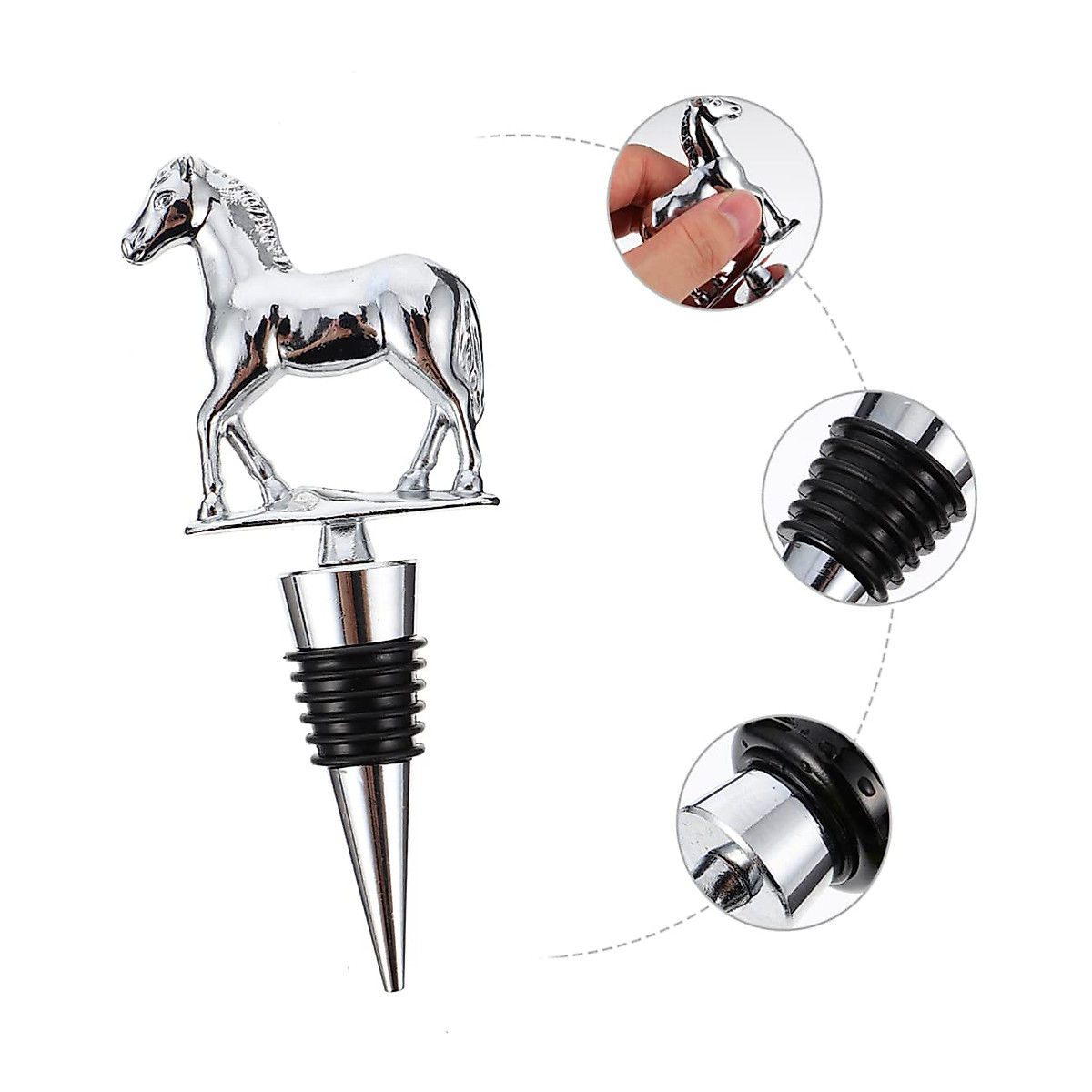 UPKOCH 3 Pcs Cork Champagne Preserver Wine Bottle Plug Wine Bottle Cap Horse Metal Plug Bottle Plug Bottle Metal Stopper Silver Preserver Cork Alloy Wine Preserver Pump Wine Bottle Plug