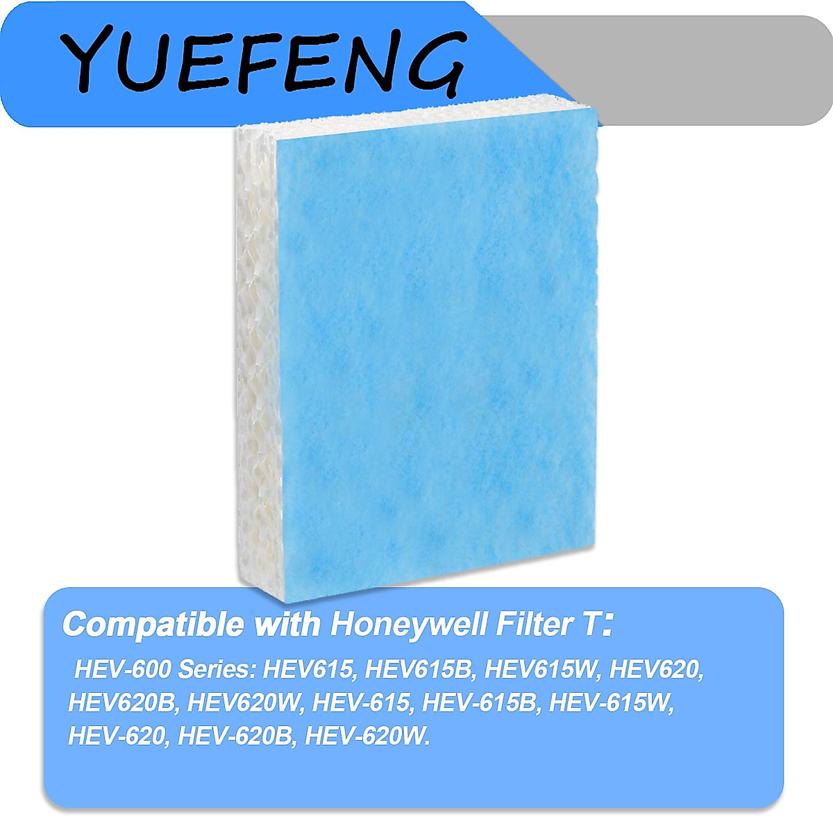 YUEFENG Humidifier Replacement Filter T for Honeywell Top Fill Humidifier HEV615 and HEV620 Humidifier Wicks, Compatible with Part # HFT600, HFT600T, HFT600PDQ (Blue-6pcs)