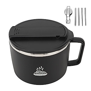 Horoper Microwave Ramen Bowl Set, Noodle Bowls With Lid Speedy Microwave Ramen Cooker In 15.8oz 1200ml capacity for Office College Dorm Room Instant Cooking(Black)