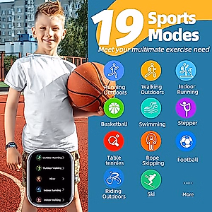 YOUSOKU Fitness Tracker Watch for Kids, IP68 Waterproof Kids Smart Watch with 1.5" DIY Dials 19 Sport Modes, Pedometers, Heart Rate, Sleep Monitor, Great Gift for Boys Girls Teens 6-14