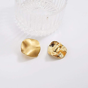 Gold Clip on Earrings for Women Disc Hammered Stud Clip Earrings