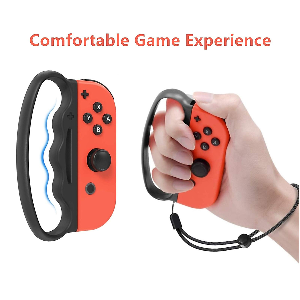 Fitness Boxing Hand Grips for Nintendo Switch & OLED Model JoyCon, FANPL Upgrade Fit Boxing Clasp Accessories Handle for Adults and Children, Enhance Your Gaming Experience, 2 Pack (Black and Black)