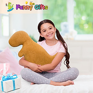 mermaker Dino Nugget Pillow Plush for Funny Birthday Gifts, Dinosaur Chicken Nugget Pillow are Cute Dinosaur Gifts for Teen Boys Girls Adults (Tyran Rex, Large)