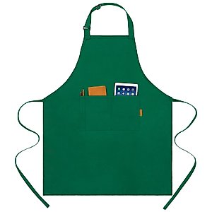 BOHARERS Green Aprons with Pockets - Restaurant Bib Apron for Work Home Kitchen Washable Chef Aprons Costume