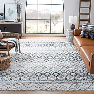 SAFAVIEH Amsterdam Collection Area Rug - 10' x 14', Ivory & Grey, Moroccan Boho Design, Non-Shedding & Easy Care, Ideal for High Traffic Areas in Living Room, Bedroom (AMS108A)