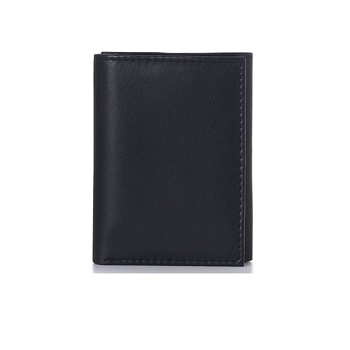 Personalized Black Genuine Leather Tri-fold Wallet Engraved Free - Ships from USA