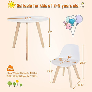 3 Pcs Kids Table and Chair Set, White