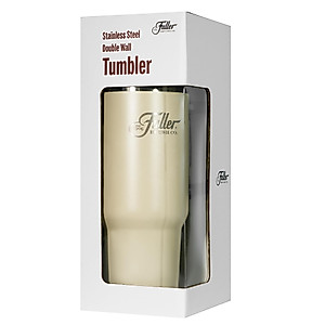 Fuller Brush Stainless Steel Tumbler with Handle - 40 oz. – Lead & BPA-Free - Double-Wall Insulated Travel Mug – Keeps Drinks Hot or Cold for Hours – Spill-Resistant Lid & Straw (Beige)