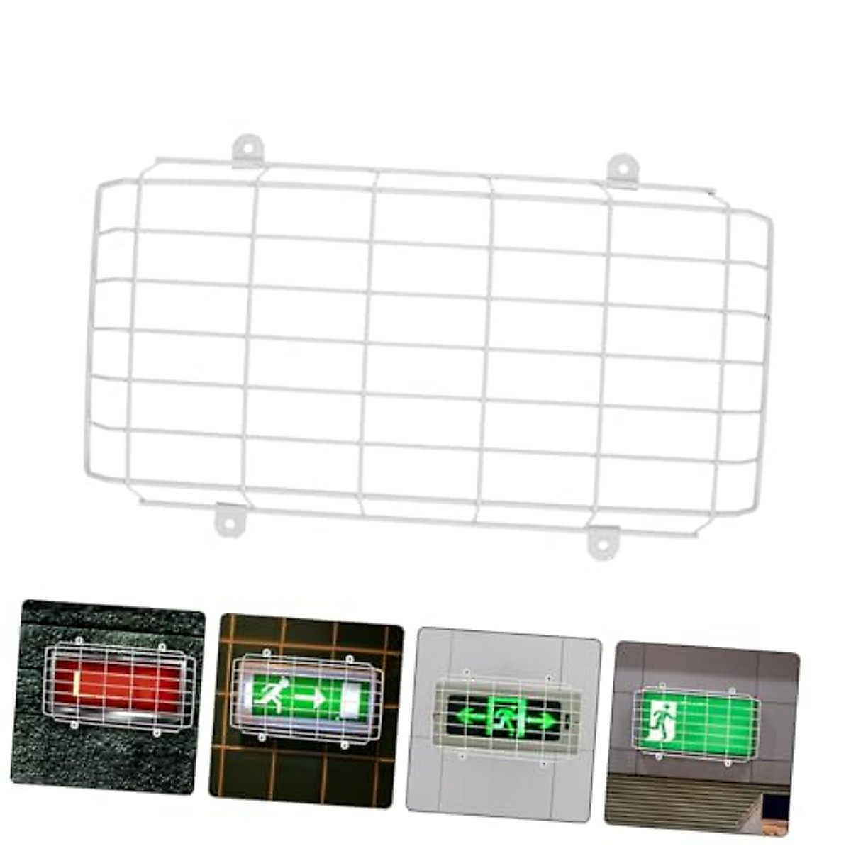 Mipcase 2pcs School Evacuation Sign Safety Sign Wire Guard Exit Sign Protective Cage LED Exit Sign Exit Light Protector Exit Sign Protective Guard Exit Sign Damage Stopper Iron White