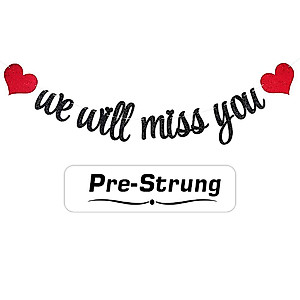 PALASASA We Will Miss You Banner Bunting - for Retirement Party Decorations-Graduation Party Going Away Party Office Work Party Farewell Party Decorations Supplies (Black)