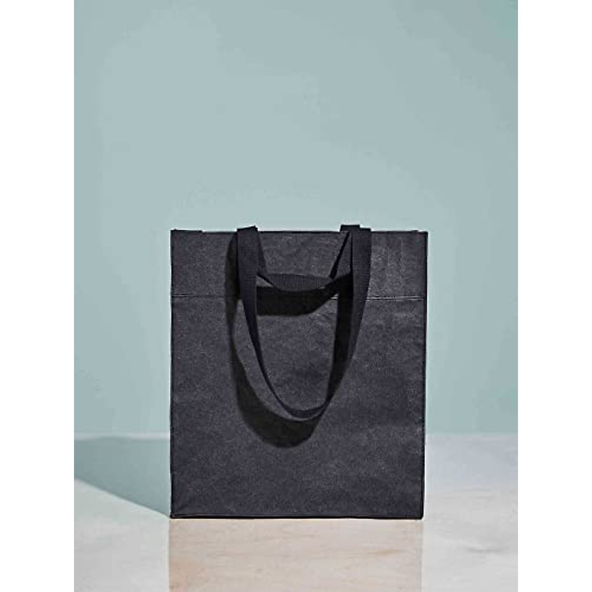Out of the Woods City Tote – Vegan Tote Bag with dual Short and Long Handles – Supernatural Paper Reusable Shopper – Strong Washable Medium-Large Collapsible Bag, Ebony with Coordinating Black Handles