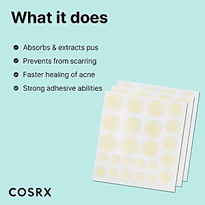COSRX Acne Pimple Patch Absorbing Hydrocolloid Original 3 Size Patches for Blemishes and Zits Cover, Spot Stickers for Face and Body, Not Tested on Animals, No Toxic Ingredients (72 Count (Pack of 3))