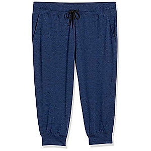 Amazon Essentials Women's Brushed Tech Stretch Crop Jogger Pant (Available in Plus Size), Navy Space Dye, Large