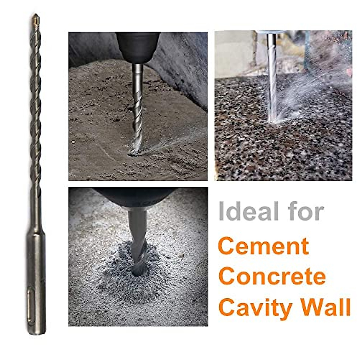 VALYRIANTOOL 24-Pack 3/16 Inch x 6 Inch SDS Plus Rotary Hammer Drill Bits Set, Carbide Tipped for Brick, Masonry, Stone and Concrete (3/16" x 4" x 6")