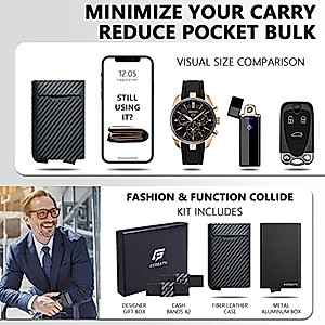 ECOZATU Slim Aluminum Card Holder Wallet，Minimalist Metal Mens Wallet，RFID Blocking Wallet For Men，Pop Up Wallets Men，Stealth Wallets for Men, 14+ Cards Holder Mens Wallets With 2 Cash Bands