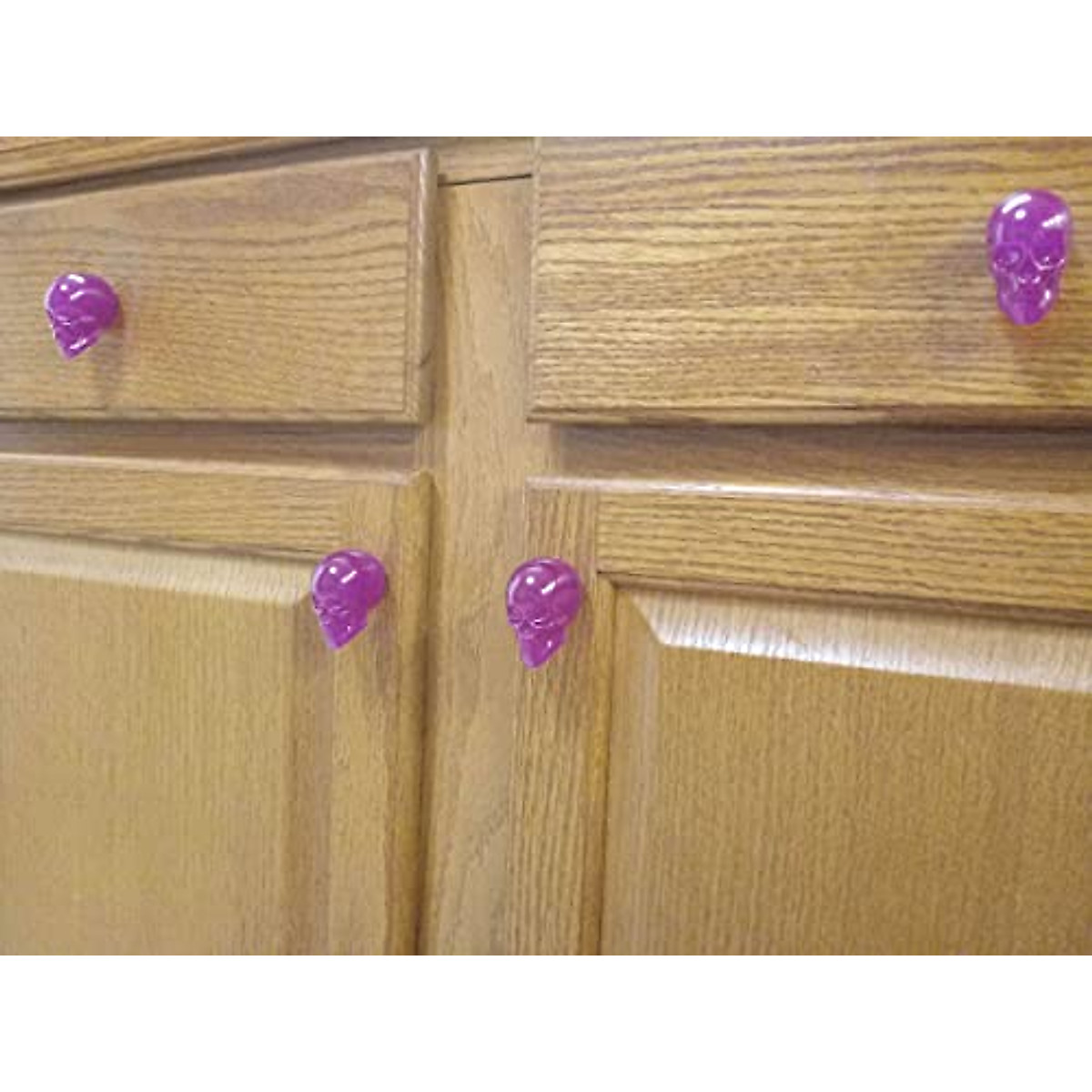 Purple Skull Cabinet Knobs/Drawer Knobs (Black Light Activated) (Set of 2)
