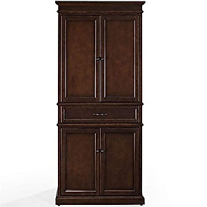 BOWERY HILL Kitchen Pantry Solid Wood Storage Cabinet in Mahagony
