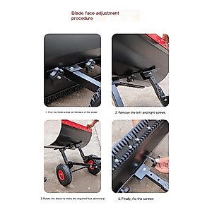 Snow Plow Snow Dump Snow Shovel with Wheels, Shovel Wheeled Snow Pusher Angle & Height Adjustable Wheeled Snow Plow Hand Pushed Snow and Ice Scoop Double Pole: 74 * 42 cm