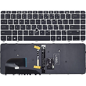 Replacement Keyboard for HP Elitebook 840 G3 848 G3, Elitebook 745 G3 745 G4 Series Laptop with Backlit Silver Frame US Keyboard