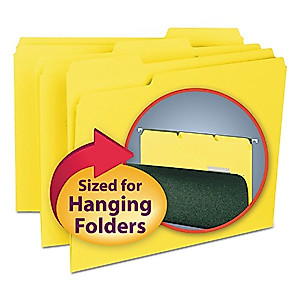 Smead Interior File Folder, 1/3-Cut Tab, Letter Size, Yellow, 100 per Box (10271)