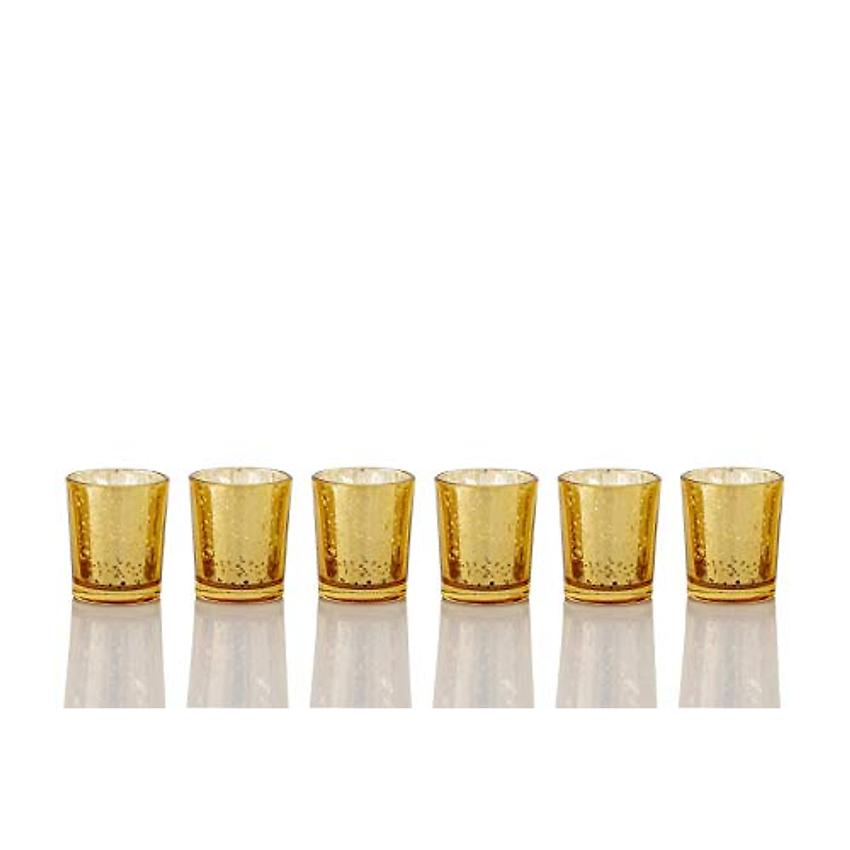 Mercury Glass Votive Candle Holders - Bulk Set of 36, Gold Candle Holders for Tables at Weddings, Parties, Special Occasions with Weighted Base ,Vintage Glow