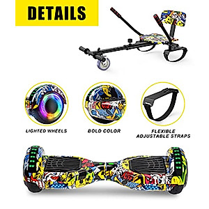 SISIGAD Hoverboard with Seat Attachment, 6.5" Bluetooth Hoverboard with Seat Attachment