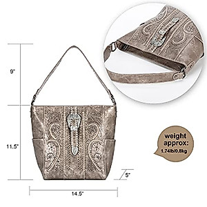 Montana West Buckle Collection Hobo for Women Western Purses and Handbag Large Shoulder Bag with Wallet MW1075G-920BZ+W