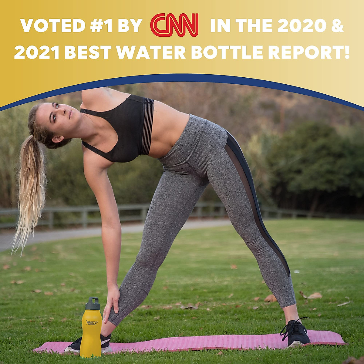 Healthy Human Stainless Steel Curve Water Bottle | 100% BPA Free Thermos for Kids & Adults | Vacuum Insulated Water Bottles | Metal Bottles with Leak Proof Lid (21 oz/ 621 ML, Sunrise)