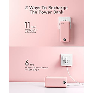 VRURC Portable Charger 20000mAh, Fast Charging Power Bank USB C,4 Output 2 Input Charging Bank Equipped with LED Display,Built-in Wall Plug and Cables,Cell Phone Replacement Battery for Smart Devices