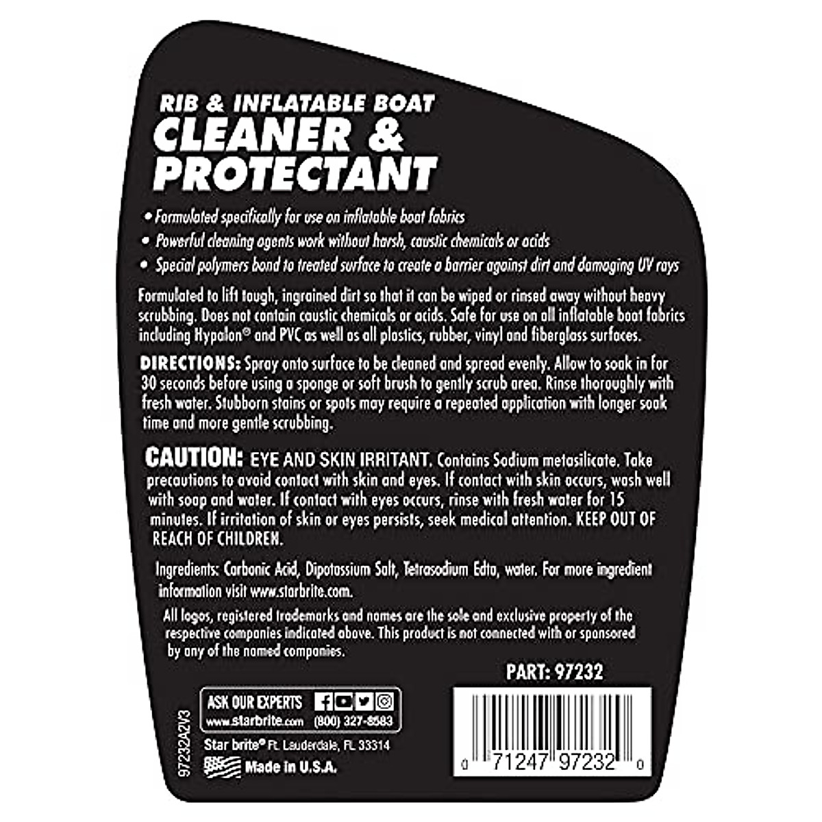STAR BRITE Rib & Inflatable Boat Cleaner & UV Protectant Spray - Lift Dirt, Grime & Restore Color While Protecting Against Salt Deposits, Stains & Sun Damage 32 OZ (097232)