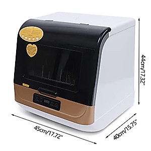 Portable Countertop Dishwashers Automatic Dish Washer with 4 Washing Programs, Air-cooled/Residual Temperature Drying, Portable Mini Dishwasher Countertop for Small Apartments, Dorms and RVs (Gold)