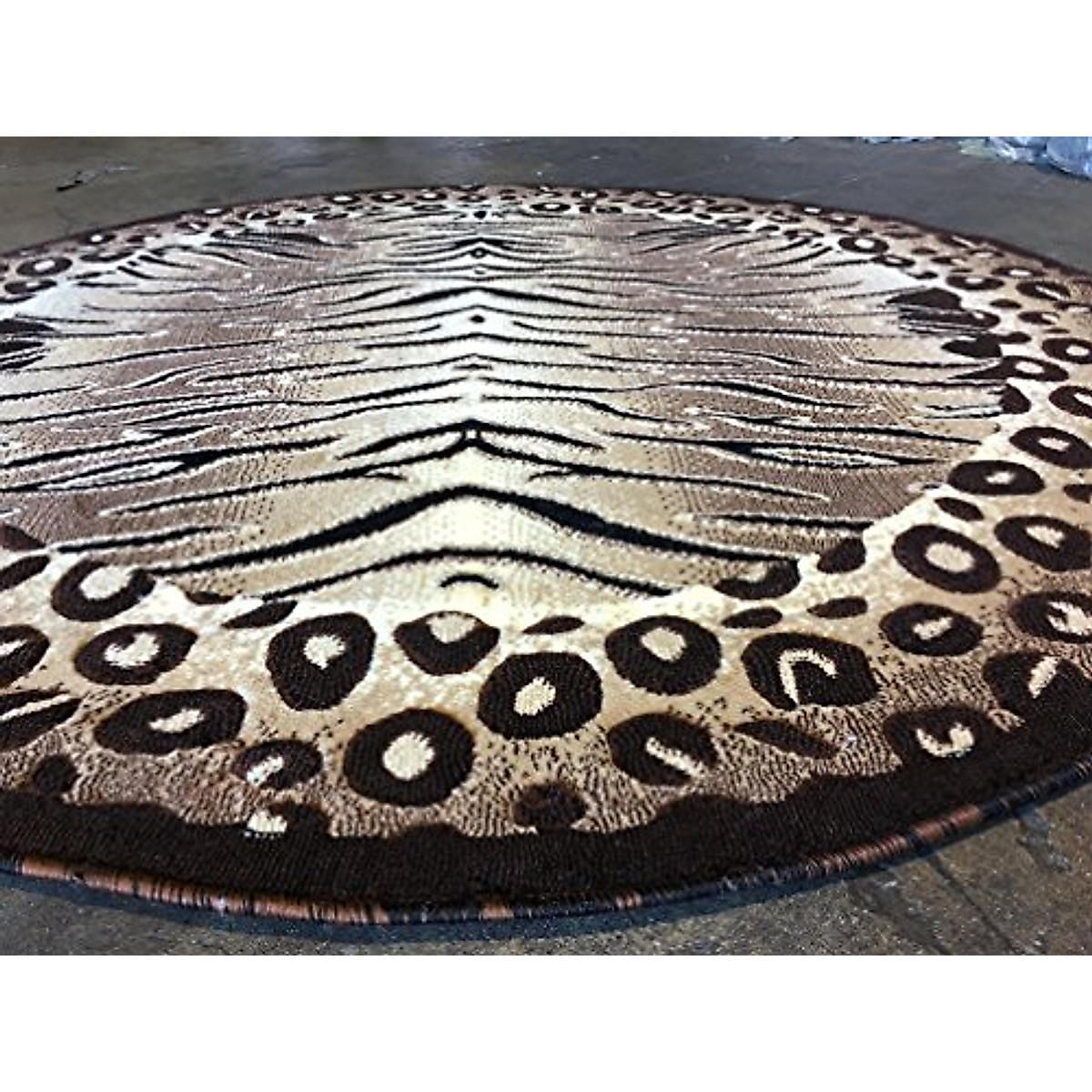 Americana Tiger & Leopard Zebra Animal Skin Round Area Rug Print Design 130 (4 feet X 4 feet Round)