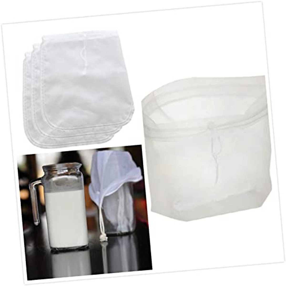 EXQUIMEUBLE 3 Pcs Mesh Food Filter Bags Fruit Filter Pouch Cheesecloth Straining Bags Tea Filter Bag Mesh Strainer Organic Yogurt Tea Strainer Fruit Juice Filter Pouch White Nylon Bag Soy Milk