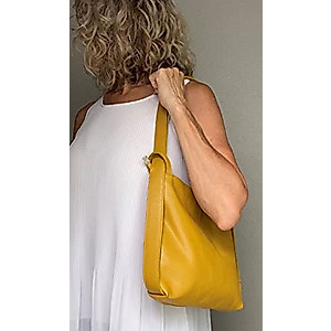 LaGaksta Bria Convertible Leather Backpack Purse - Casual Travel Shoulder Bag (Mustard Yellow)