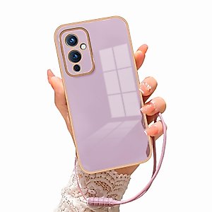 KuDiNi for Oneplus 9 Case, Oneplus 9 Phone Case for Women Girls Electroplating Cute Luxury Bling Aesthetic Trendy Pretty, Full Camera Soft TPU Protection Shockproof Cover for Oneplus 9 (Violet)