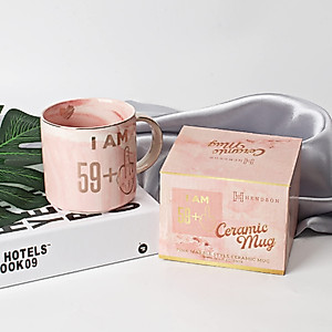 60th Birthday Gifts for Women - Funny Turning 60 Year Old Birthday Gift Ideas for Wife, Mom, Daughter, Sister, Aunt, Best Friends, BFF, Coworkers - Fabulous Pink Marble Mug, Ceramic 11.5oz Coffee Cup