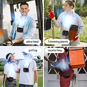 Socool 20000mAh Portable Waist Fan Clip on Wearable Belt Personal Fan Rechargeable Battery Operated, 40H Cooling Fan with 10 Speeds & Dual Motors,Neck Hanging Hands-Free For Outdoor Travel Power bank