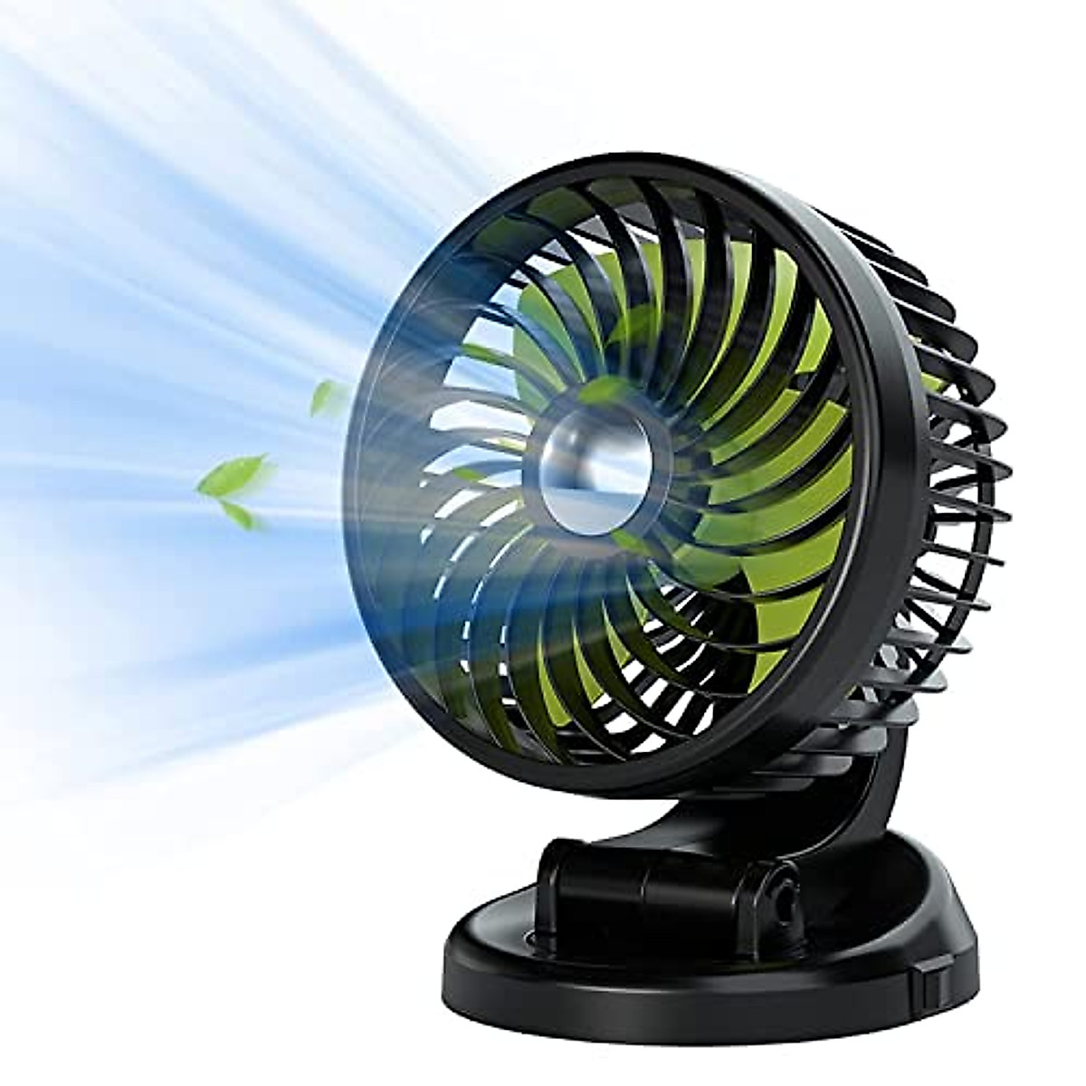 Car Fan 12V Electric Cooling Fan : 360 Degree Rotatable Fan for Car Cooling Air Circulator Fan Powered by Cigarette Lighter Strong Wind, Dashboard Portable Fan for SUV RV Boat Auto Vehicles or Home