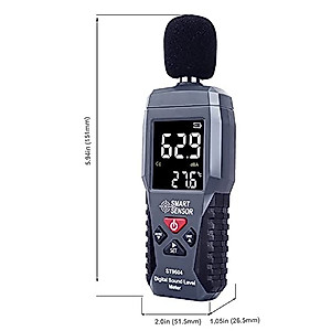 DIMMAIRY Decibel Meter, Digital Sound Level Noise Meter Measurement 30-130dB Backlight MAXMIN, Data Hold Auto Power Off Dual Ranges,Black