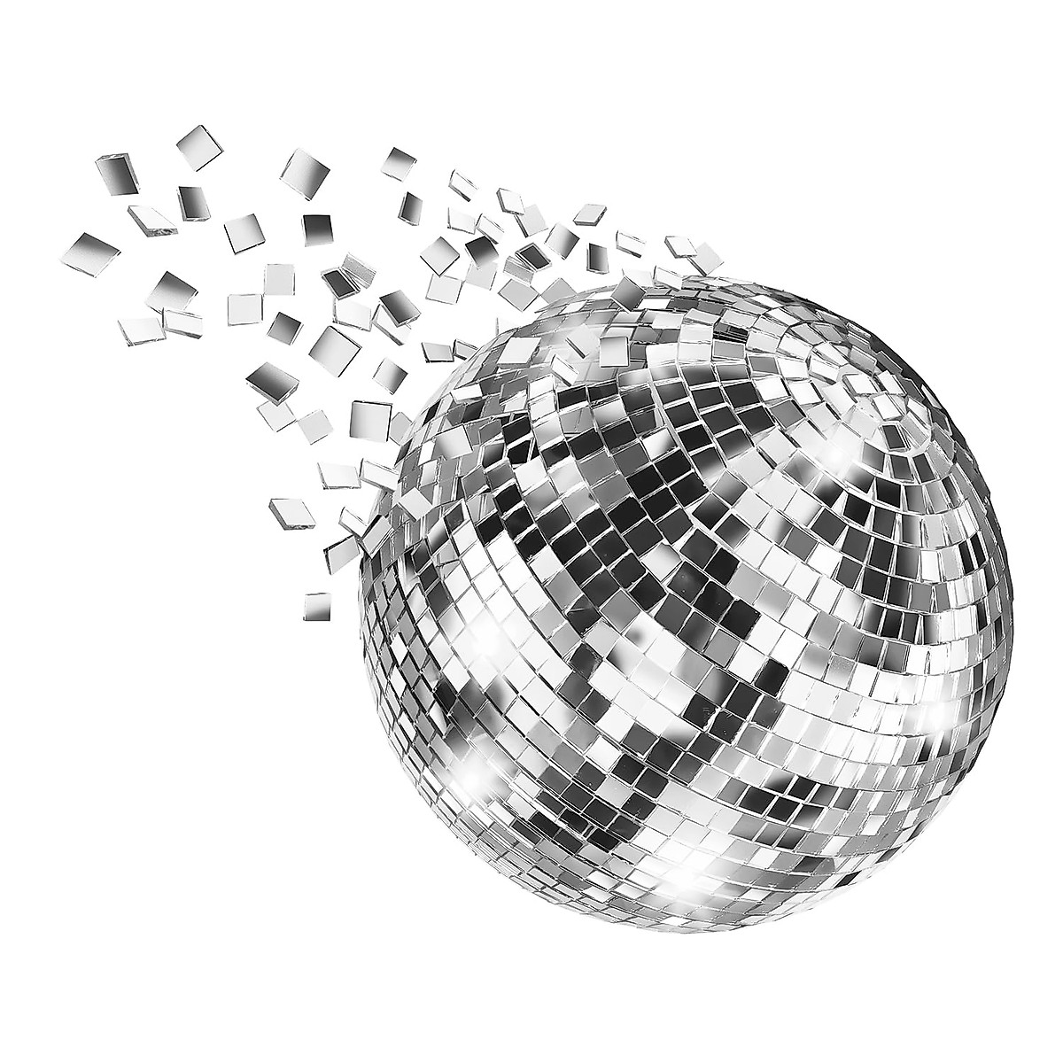 The Dreidel Company Mirror Disco Ball 2" Inch Silver Hanging Ball with Attached String for Hanging, Reflects Light, Party Favor (Pack of 24)