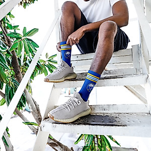 For Bare Feet NHL Buffalo Sabres 4 Stripe Deuce Crew Sock Team Color LARGE