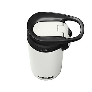 CamelBak Forge Flow Coffee & Travel Mug, Insulated Stainless Steel - Non-Slip Silicon Base - Easy One-Handed Operation - 12oz, White