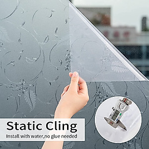 Huge Me Window Privacy Frosted Film Window Stickers Self Static Cling Vinyl Glass Film for Home Bathroom Office Meeting Room,19.7" x 78.7" Spring Garden
