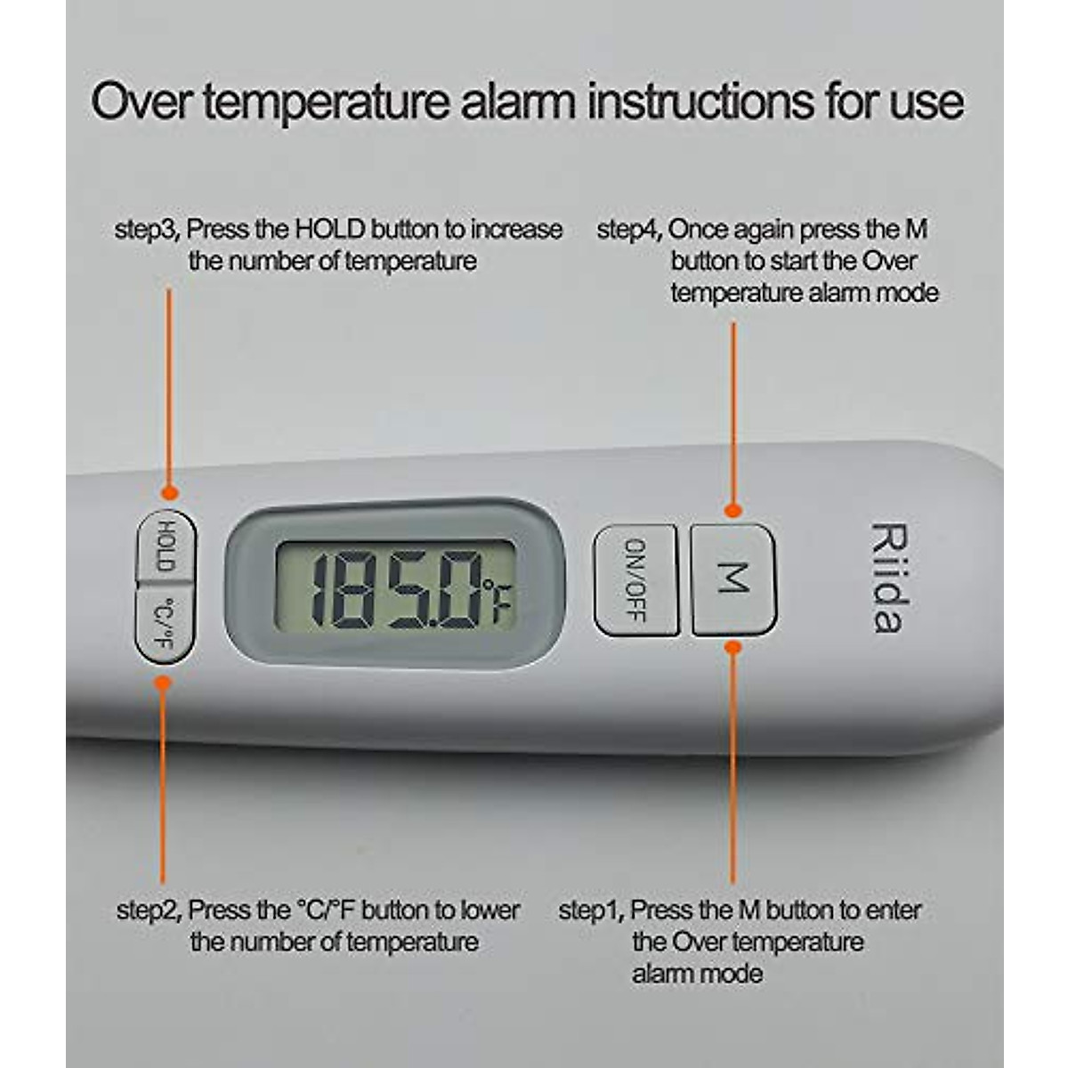 Digital Meat Thermometer Candy Thermometer with Large Display Kitchen Instant Read Cooking Food Thermometer for BBQ Smoker Grilling Oil Deep Fry Meat Thermometer with Long Probe