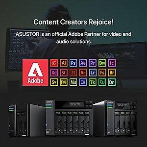 Asustor Lockerstor 4 Gen2 - AS6704T | 4-Bay NAS, Quad-Core 2.0GHz Processor, 4 M.2 NVMe Slots (PCIe 3.0), Dual 2.5GbE, Expandable to 10GbE, 4GB DDR4 RAM, (No Drive)
