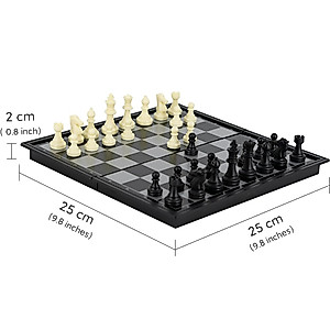 3-in-1 Magnetic Travel Chess Set - Includes Backgammon and Checkers. Compact Size (10 x 10 Inches)