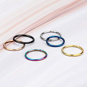 JOFUKIN 20 Gauge Hoop Nose Rings for Women Men Silver Nose Ring Hoop Surgical Steel Nose Hoop Hypoallergenic Body Piercing Rings for Septum Cartilage Helix Conch Rook Tragus Lobe Lip 20g Hoops 8mm